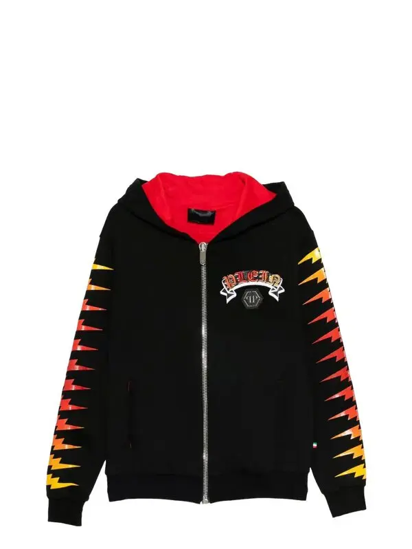 Philipp Plein Embellished Graphic Print Hoodie - Black