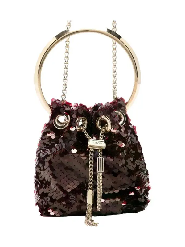 JIMMY CHOO Mini Bon Bon Sequin-embellished Bucket Bag - Red