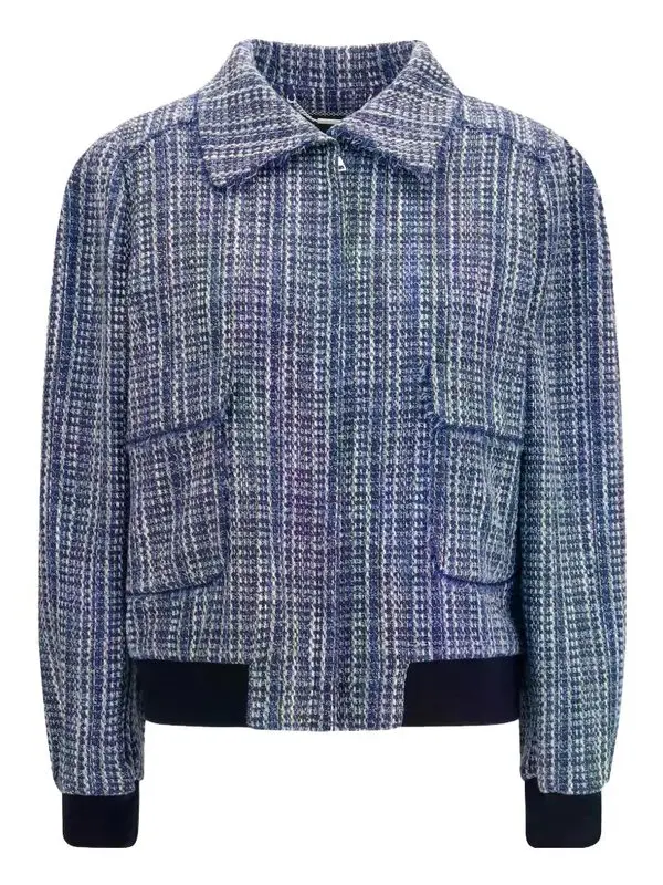 Kiton Zip-up Tweed Jacket - Blue