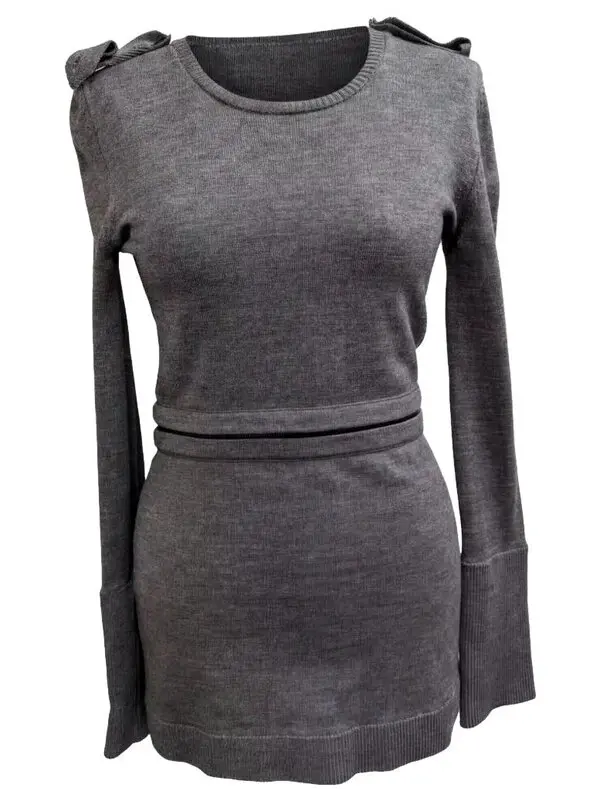 Burberry Knit Mini Dress With Shoulder Detail - Grey