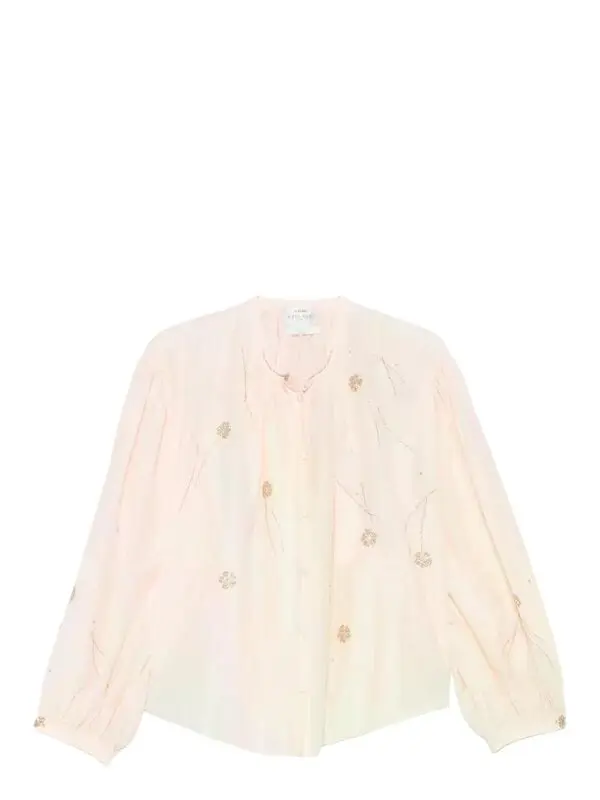 FORTE_FORTE Embroidered Balloon Sleeve Blouse - Pink