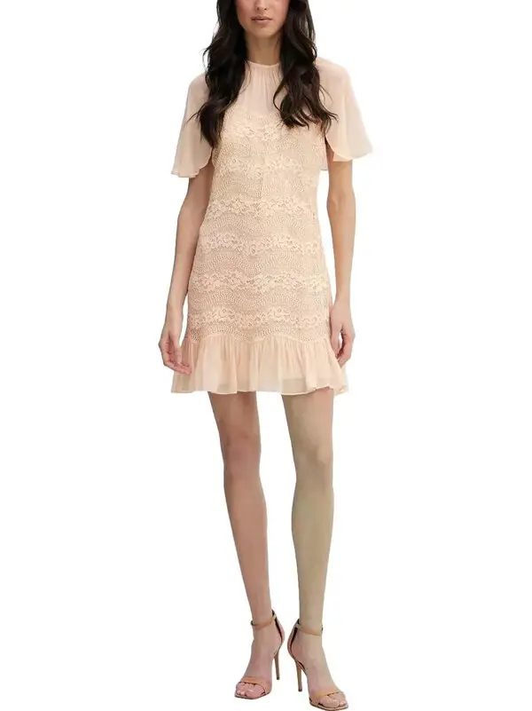 TWINSET Lace Panel Ruffled Dress - Neutrals