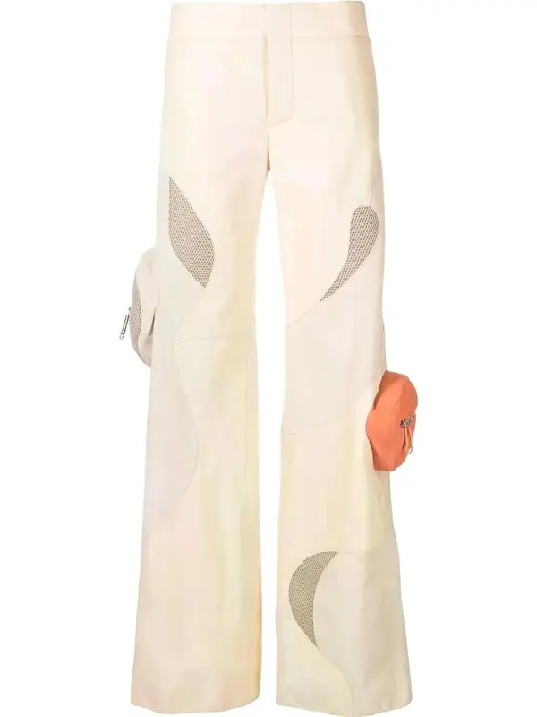 Off-White Beige Cotton Paneled Cargo Trousers - Neutrals