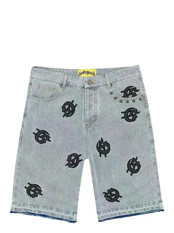 GODSPEED Logo Patch Denim Shorts - Blue