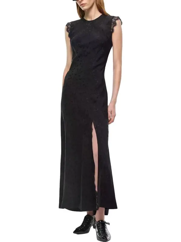 Pinko Lace-trim Jacquard Midi Dress - Black