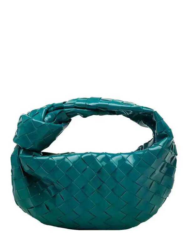 Bottega Veneta Mini Patent Intrecciato Jodie Hobo Bag - Blue