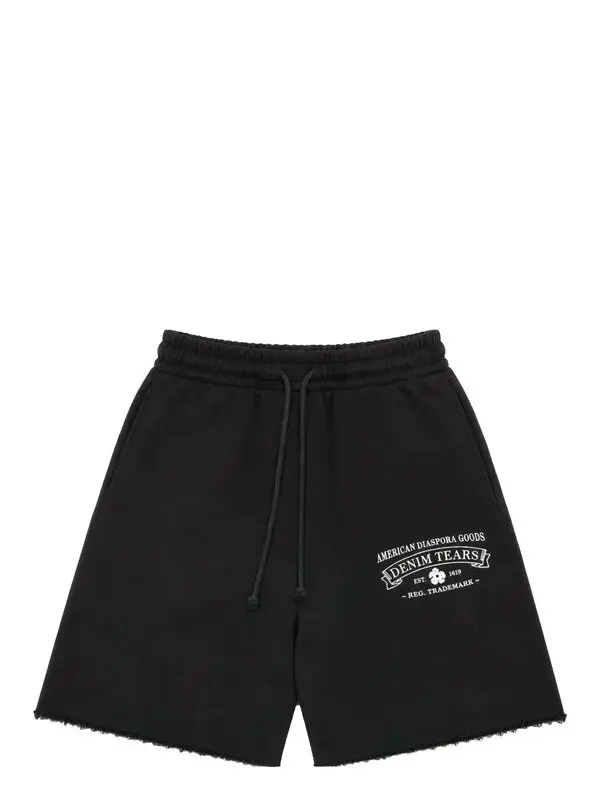 DENIM TEARS Logo Print Relaxed Fit Shorts - Black