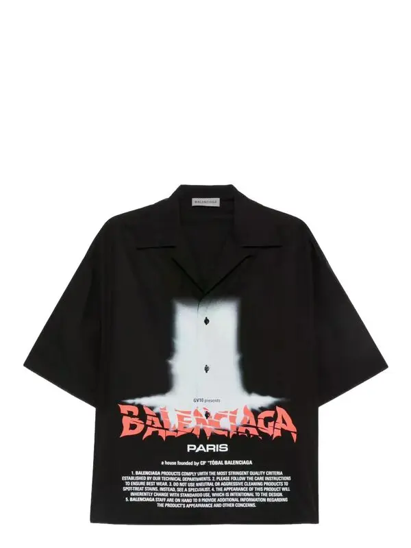 Balenciaga Logo-print Short-sleeve Shirt - Black