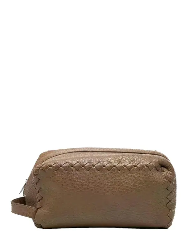 Bottega Veneta 2007-2011 Intrecciato Trimmed Cervo Toiletry Pouch - Brown