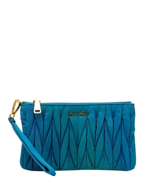 Miu Miu Matelasse Nylon Clutch Bag - Blue