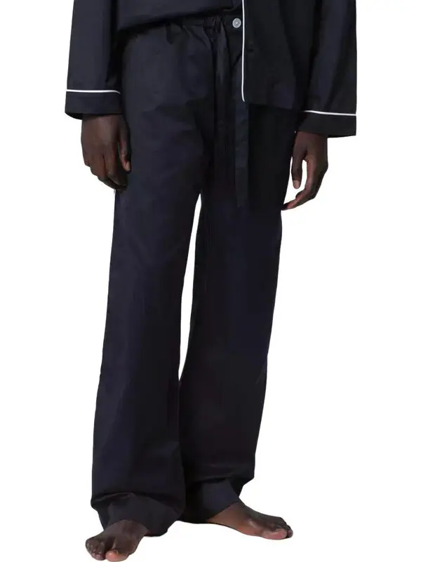 TEKLA Piped-trim Pajama Pants - Blue