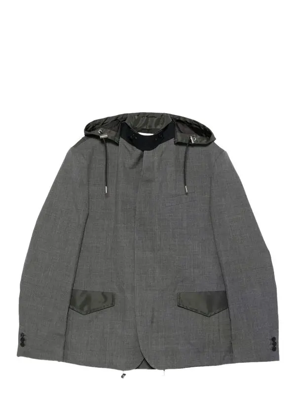 Sacai Hooded Panelled Jacket - Grey