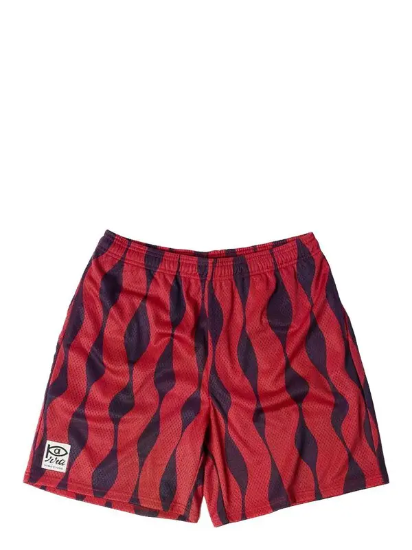 PARRA Waved Pattern Shorts - Red