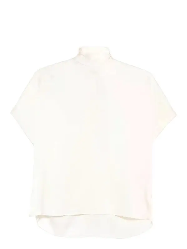 Brunello Cucinelli High-neck Silk Blouse - Neutrals