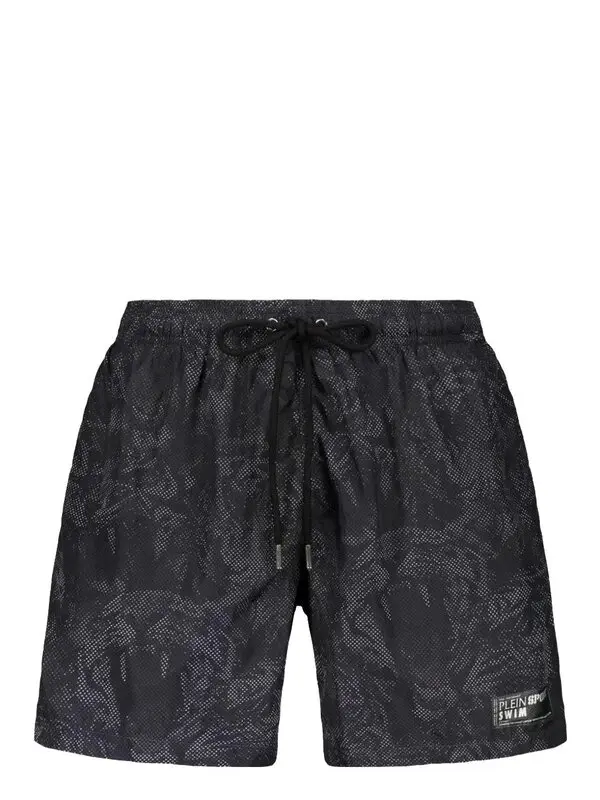 PLEIN SPORT All-over Graphic Print Swim Shorts - Black