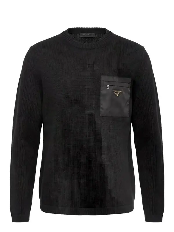 Prada Logo-plaque Pocket Sweater - Black