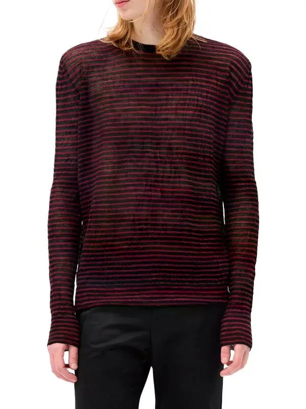ANN DEMEULEMEESTER Striped Wool Long-sleeve Top - Black