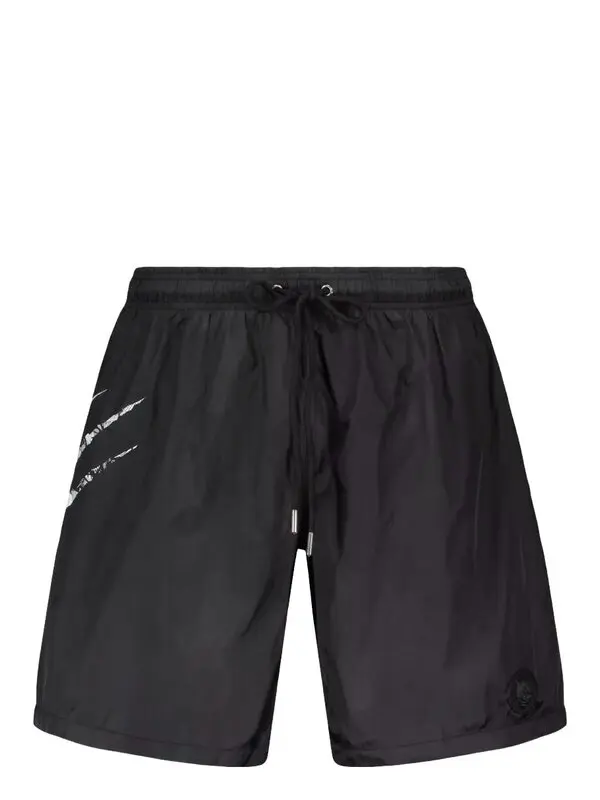 PLEIN SPORT Logo Print Drawstring Swim Shorts - Black