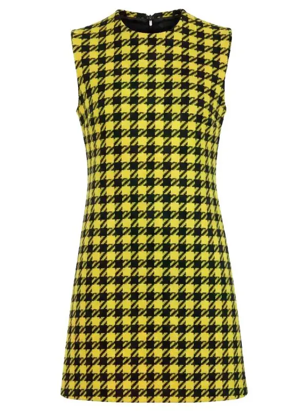 Dolce & Gabbana Houndstooth Pattern A-line Dress - Yellow