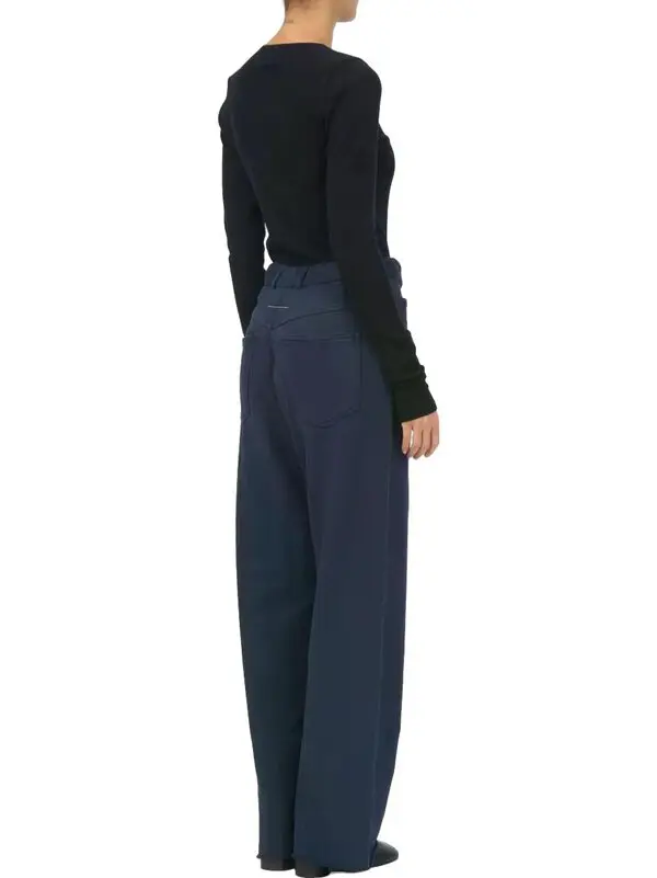 MAISON MARGIELA Wide Leg Raw Hem Pants - Blue