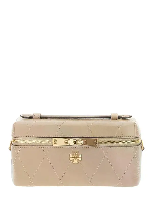 Tory Burch Quilted Leather Makeup Bag - Neutrals