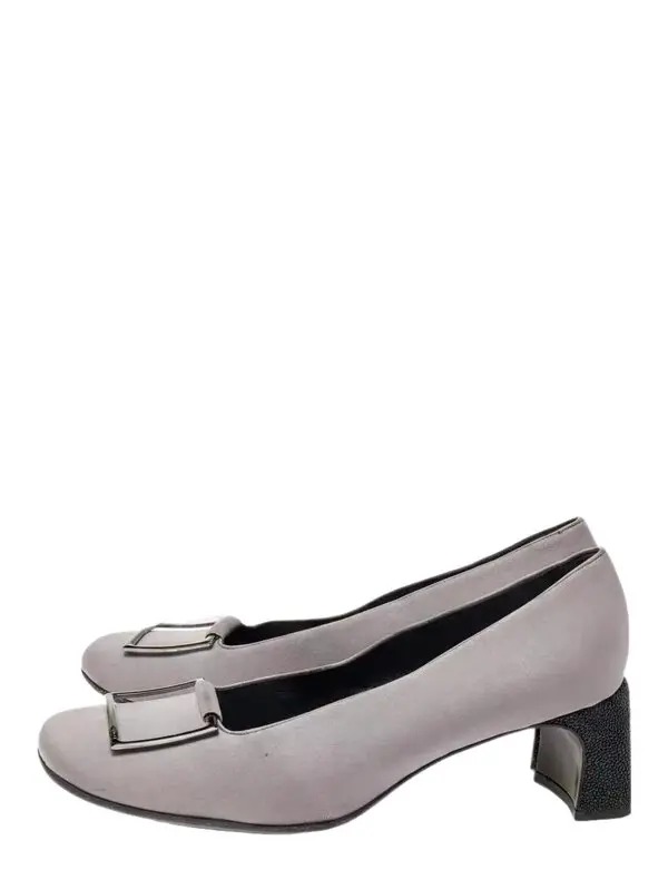 Gucci Square-toe Metal-trim Pumps - Grey