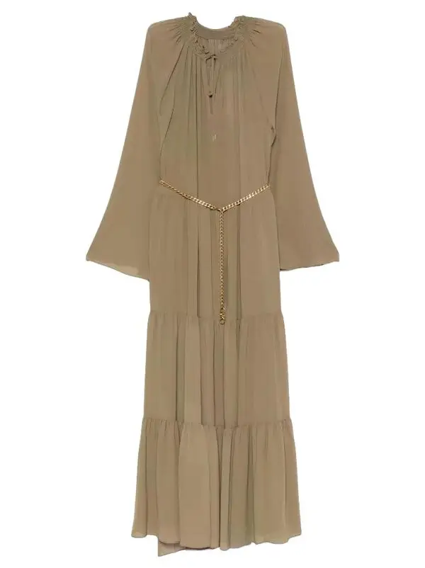 Michael Kors Belted Tiered Maxi Dress - Green