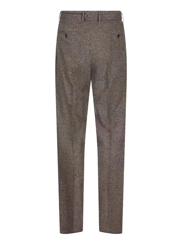 Tagliatore Pleated Belted Trousers With Tweed Texture - Brown