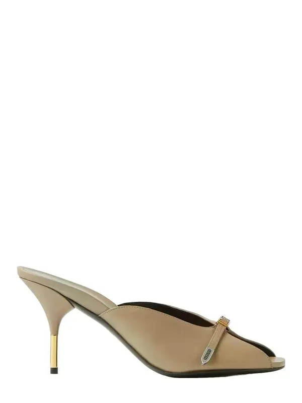 Versace Nyx Leather Mules 80mm - Neutrals