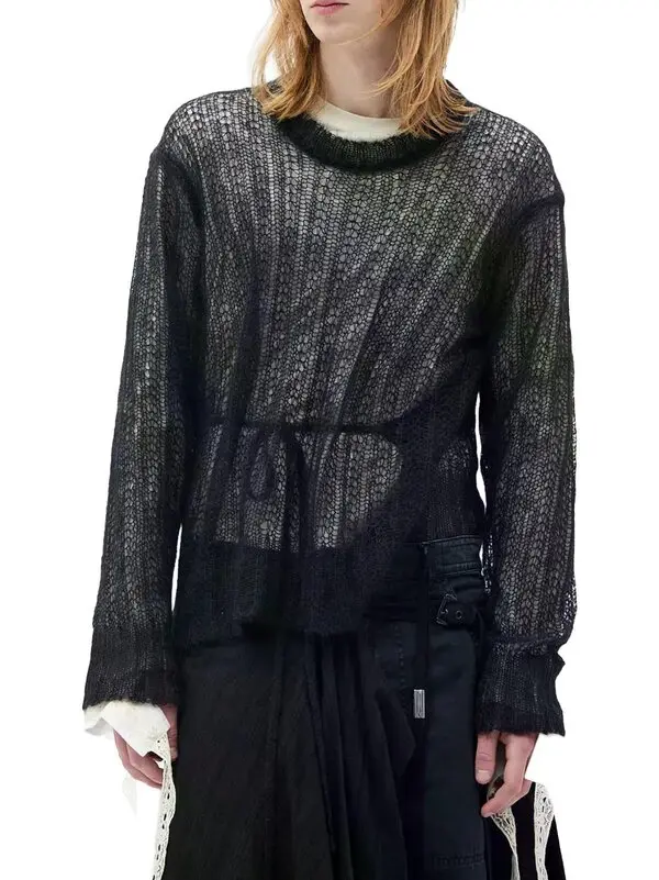 ANN DEMEULEMEESTER Levar Open-knit Sweater - Black