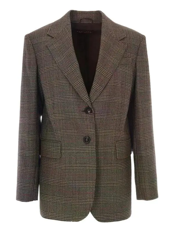 Max Mara Check-pattern Wool Blazer - Brown