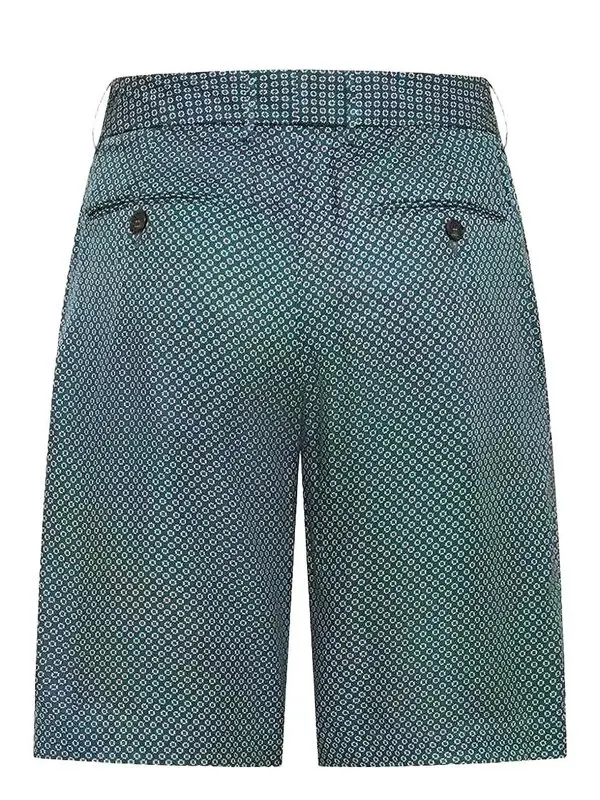 CRUNA Clichy Geometric-print Pleated Shorts - Blue