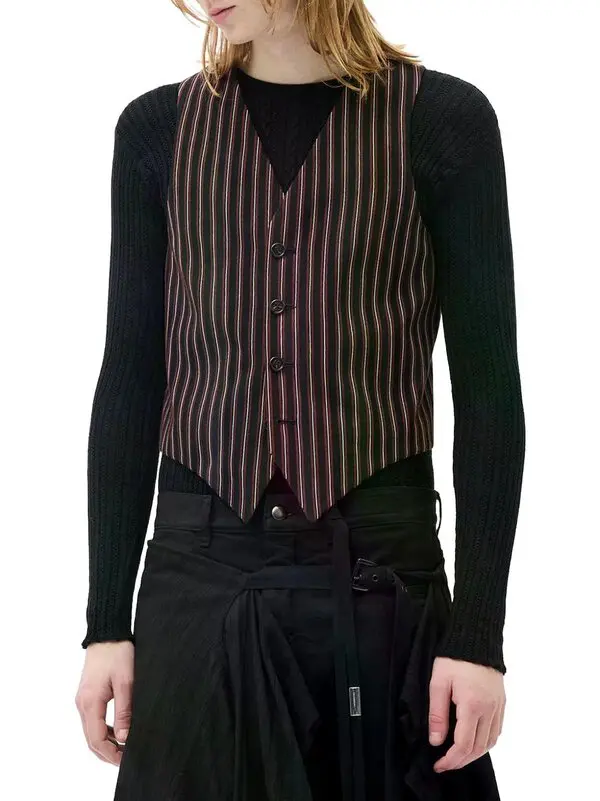ANN DEMEULEMEESTER Pinstripe Waistcoat - Black