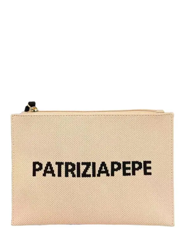 Patrizia Pepe Logo Intarsia Wristlet Bag - Neutrals