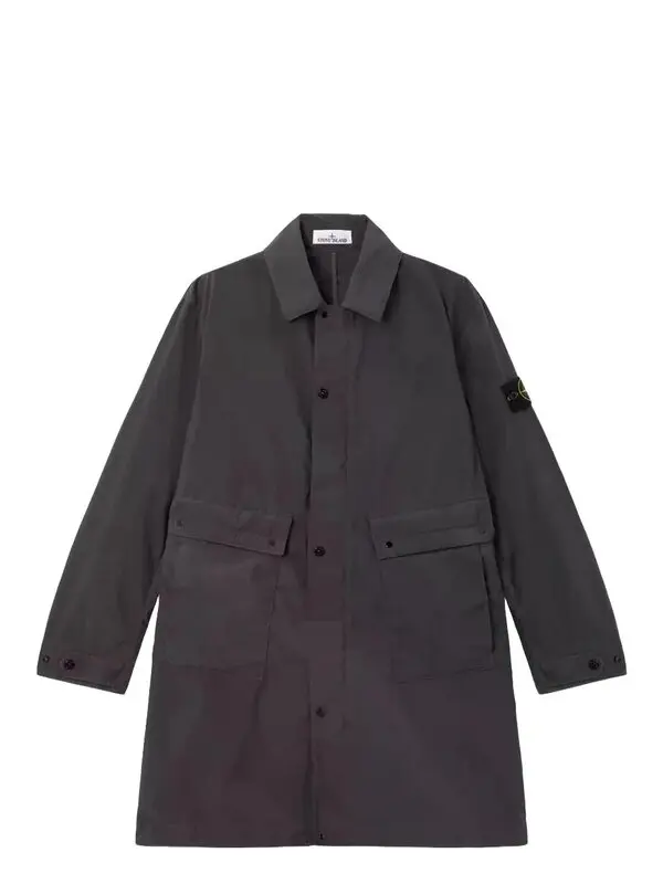 Stone Island Logo-patch Trench Coat - Grey