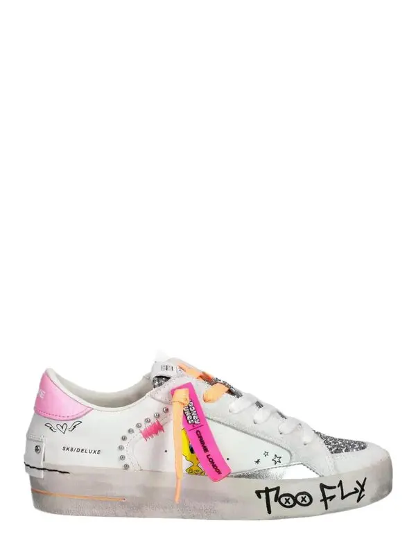 CRIME LONDON X Looney Tunes Sk8 Deluxe Glitter Detail Sneakers - White