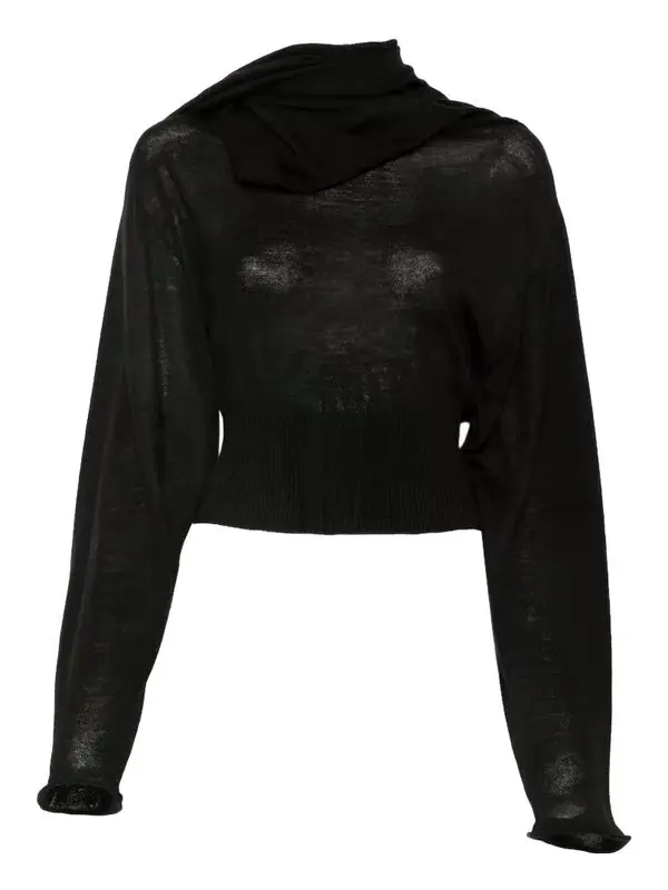 Rick Owens Draped Neck Ribbed Top - Black