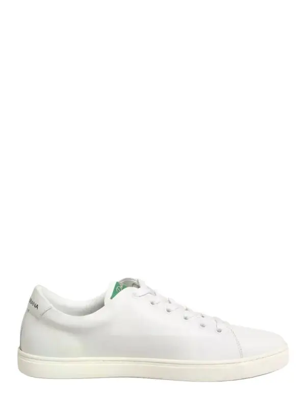 Dolce & Gabbana Embroidered Rose Leather Sneakers - White