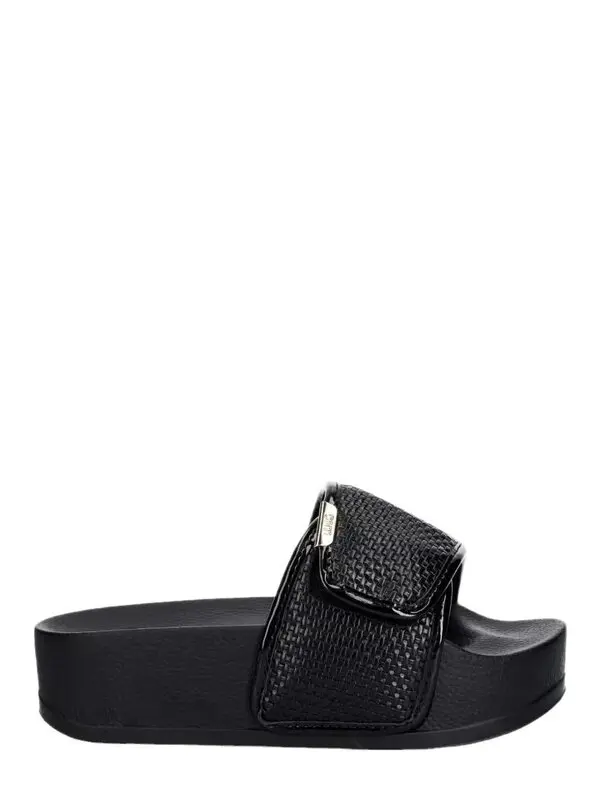 Liu Jo Woven-effect Platform Slides - Black