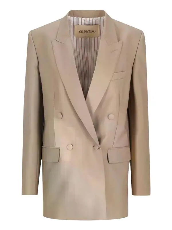 Valentino Garavani Double-breasted Peaked-lapels Blazer - Neutrals