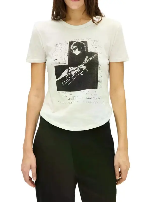 ANN DEMEULEMEESTER Curved Hem Graphic T-shirt - White
