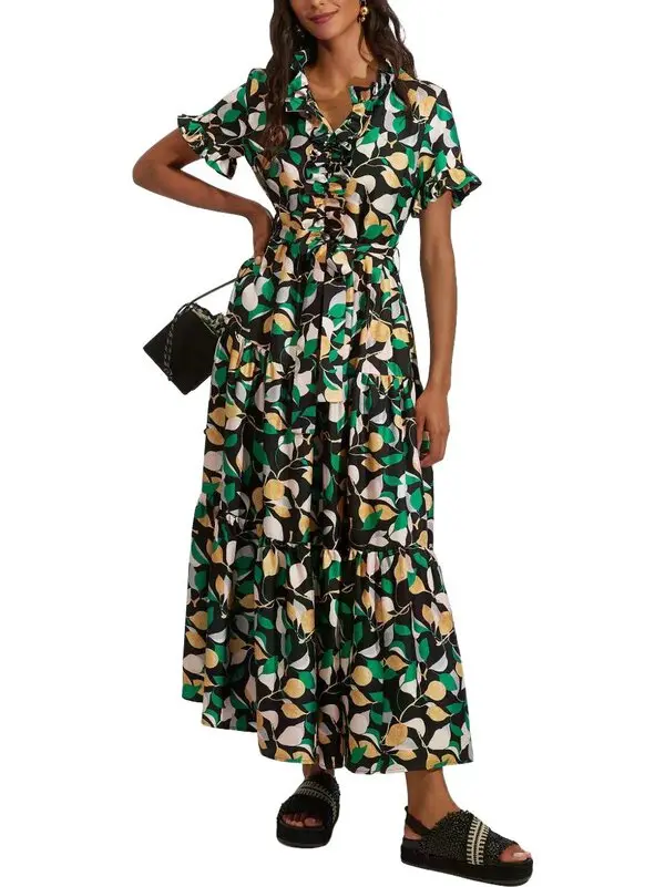 La DoubleJ Printed Silk Maxi Dress - Black