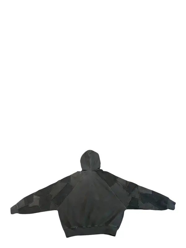 SECND SLF Tetris Zip-up Patchwork Hoodie - Black