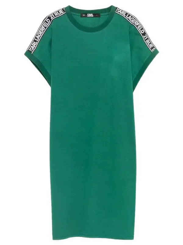 Karl Lagerfeld Logo Tape Short Sleeve Dress - Green