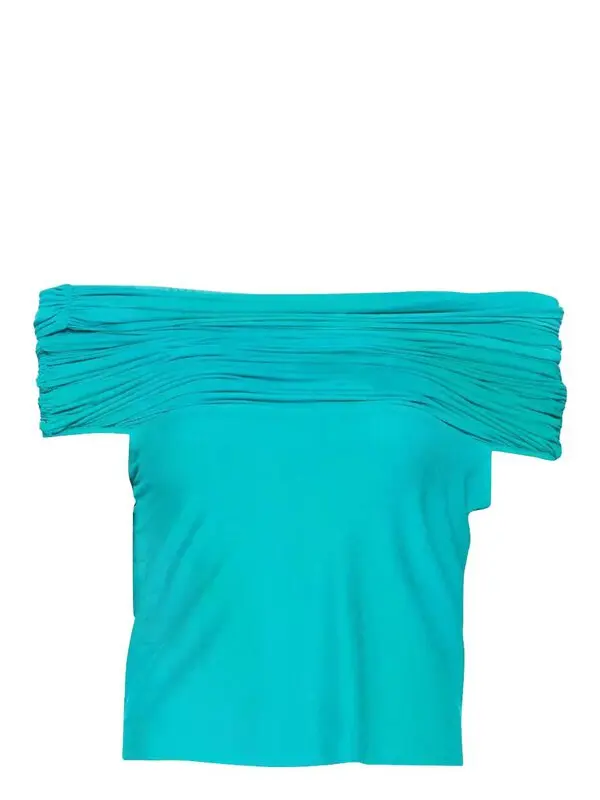 Celine Off-the-shoulder Ruched Top - Blue