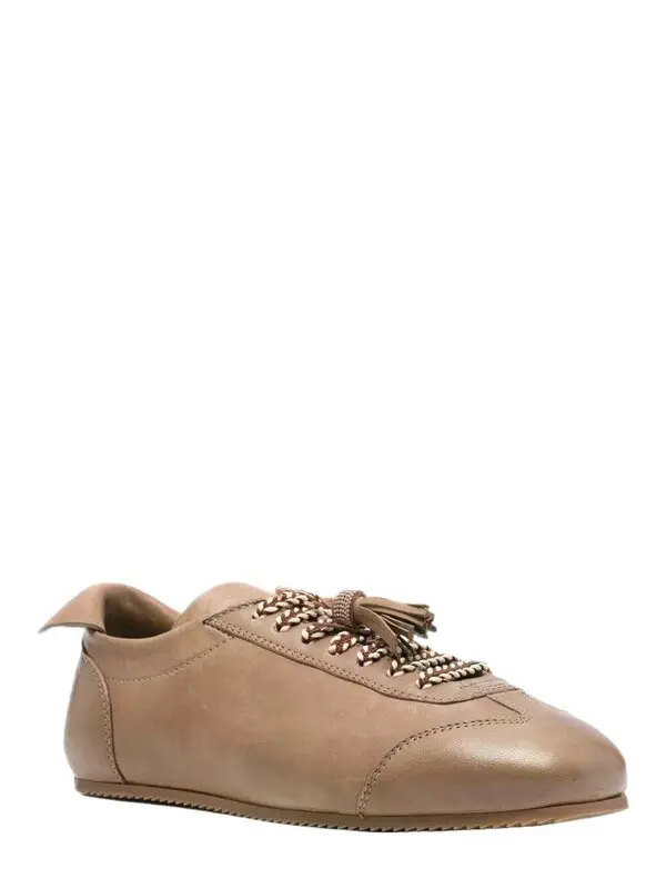 Fabiana Filippi Lace-up Sneakers With Tassel Detail - Brown
