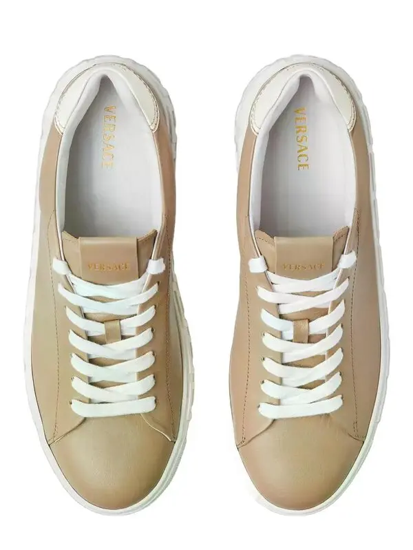 Versace Greca Leather Sneakers - Neutrals