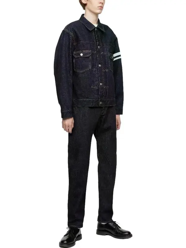 MOMOTARO Classic Stripe Detail Denim Jacket - Blue