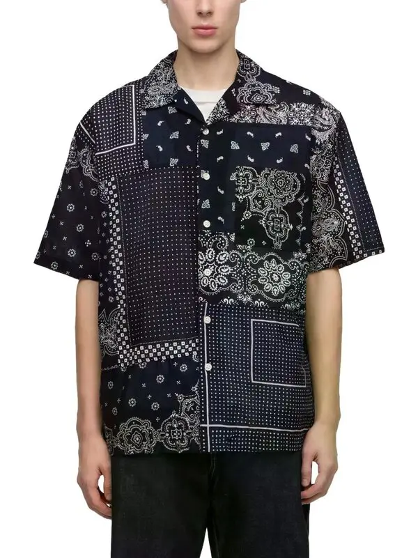 MOMOTARO Paisley -print Patchwork Shirt - Blue