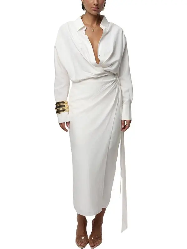 JLUXLABEL Skyline Wrap Midi Dress - Ivory